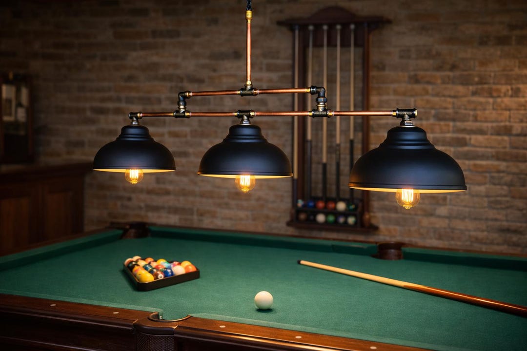 Billiard Pendant Light, Industrial Copper Pipe Ceiling Fixture. - Etsy