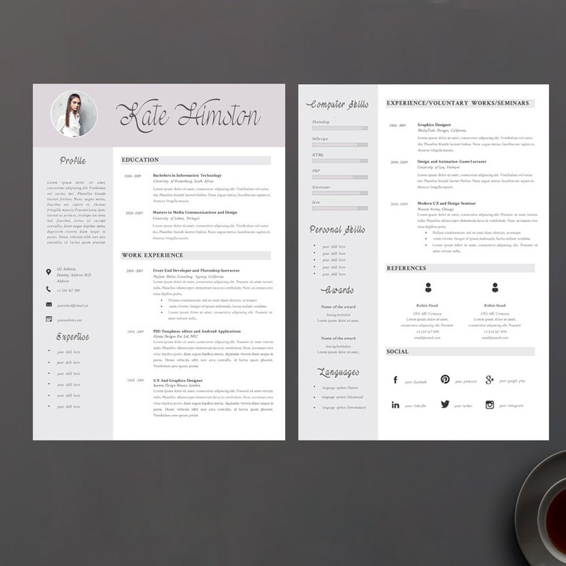 Professional Resume/cv Template Cover Letter, Teacher, Nurses & for ...