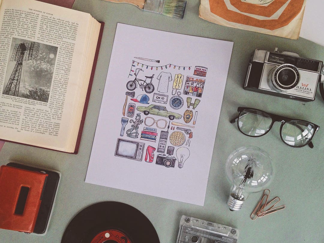 Stranger Things Art Print: Hand-drawn 80s Motifs - Etsy