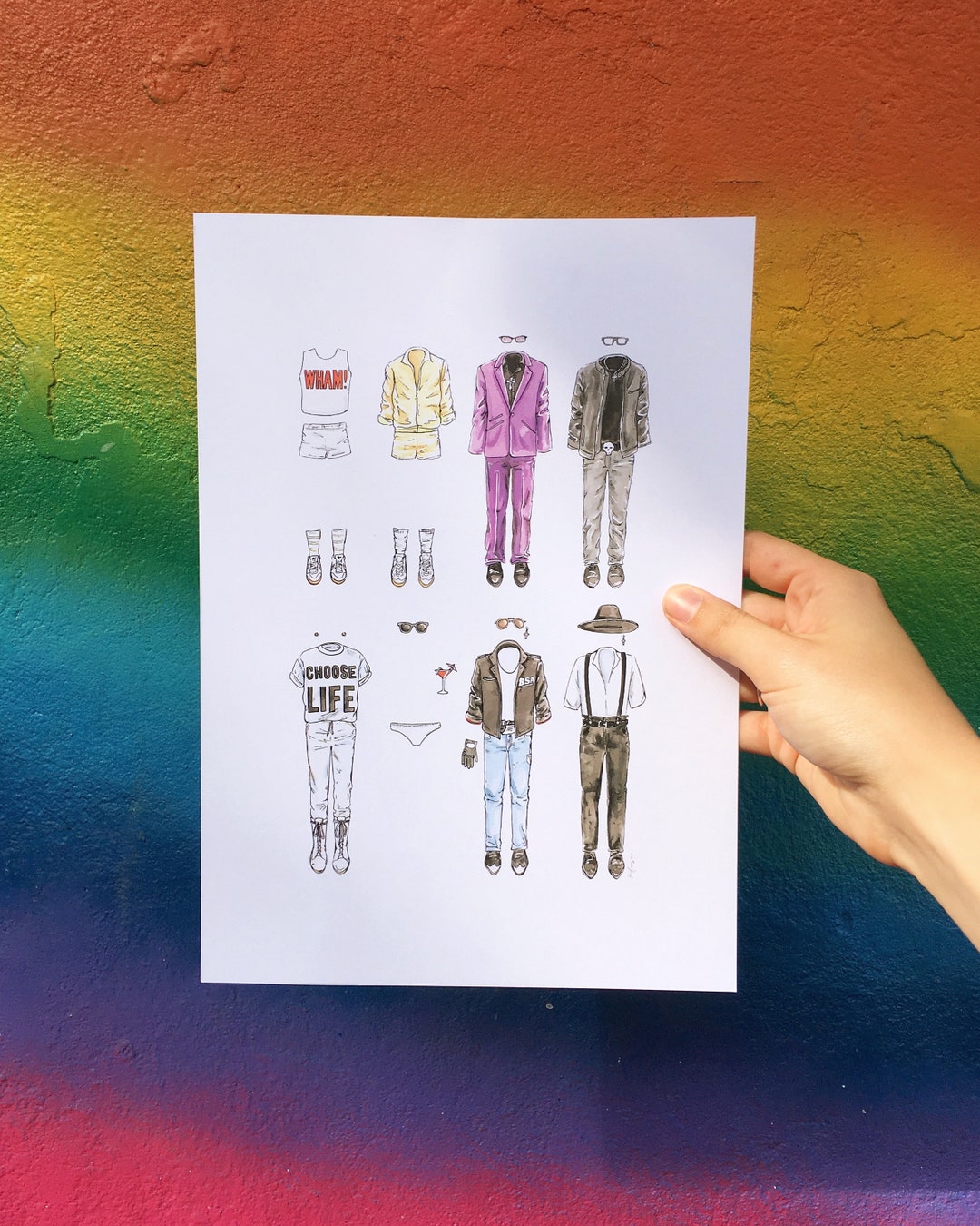 George Michael Iconic Outfits Art Print: 80s Fashion Illustration - Etsy UK