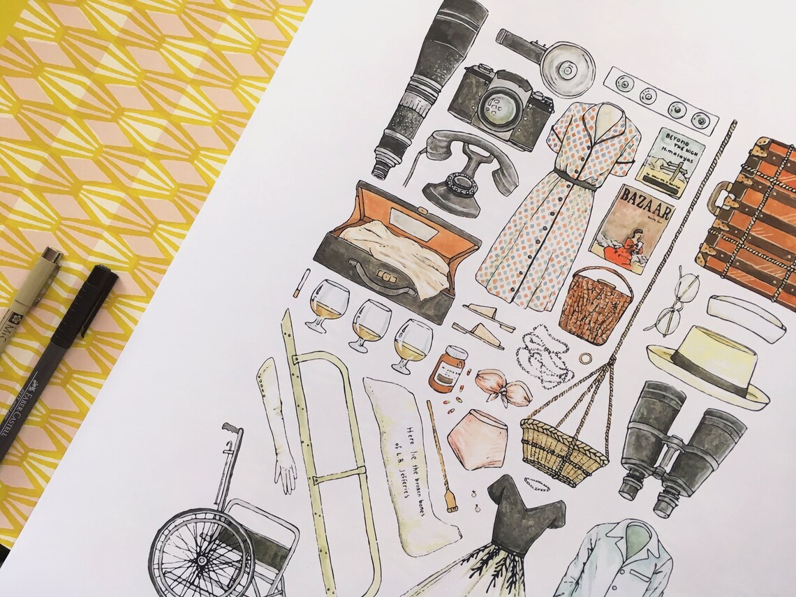 REAR WINDOW Minimal Movie Poster Drawing Illustration Hand - Etsy UK