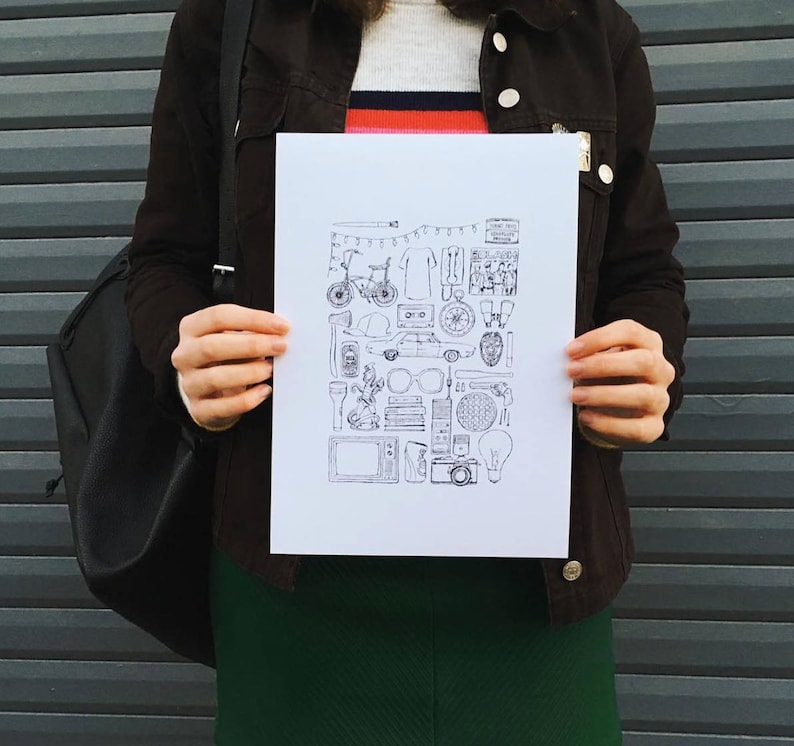Stranger Things Art Print: Hand-drawn 80s Motifs - Etsy