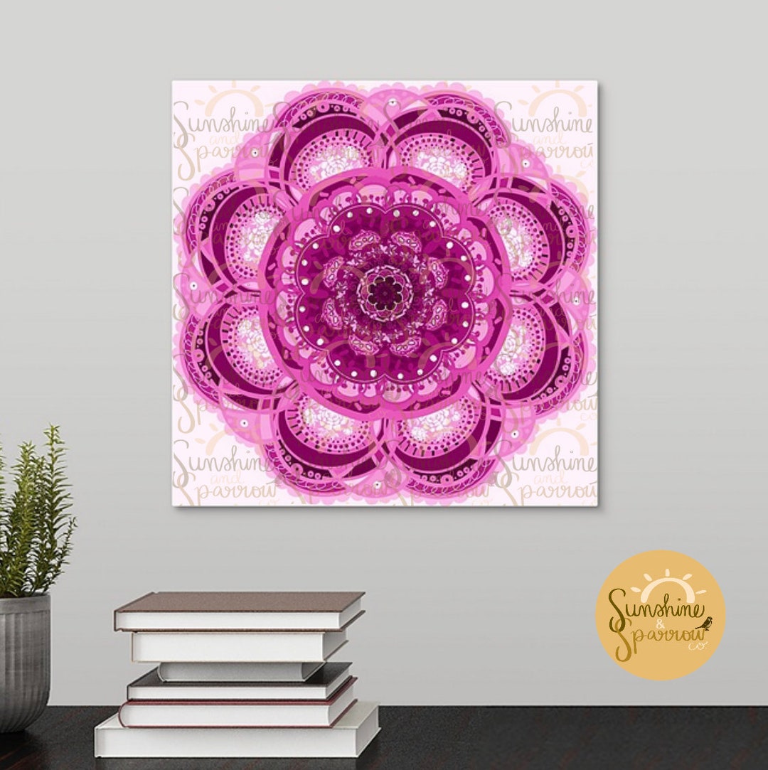 Printable “think Pink” Floral Mandala Painting for Digital Download - Etsy