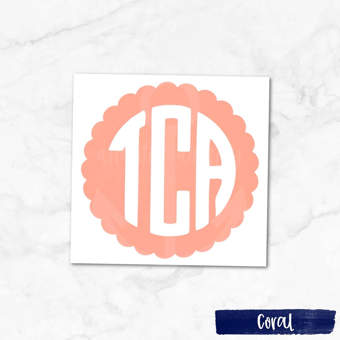 Scallop Monogram Decal, Monogram Sticker, Decal for Tumbler, Laptop ...