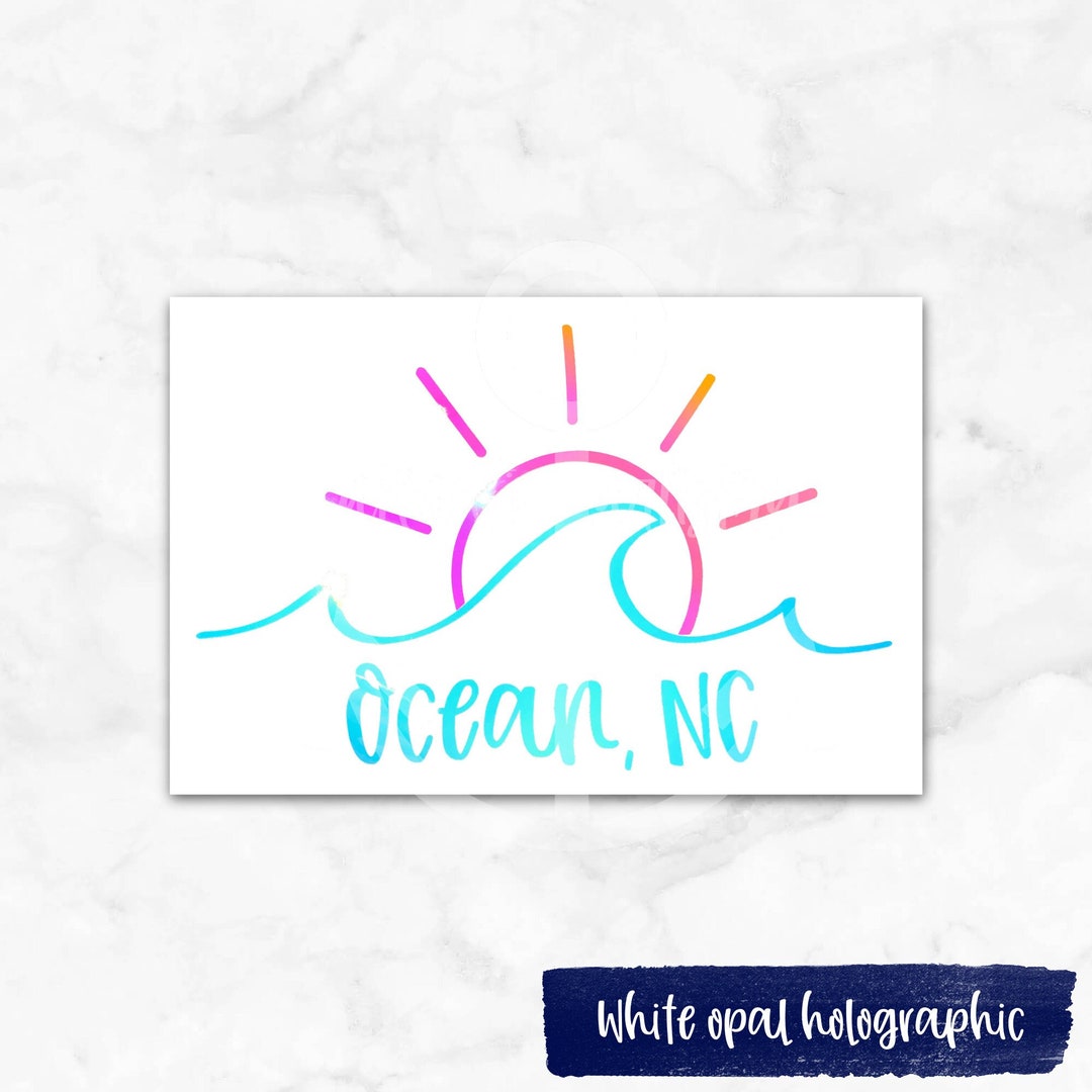 Ocean Wave and Sun Decal With Custom Word, Custom Wave Vinyl Decal for ...