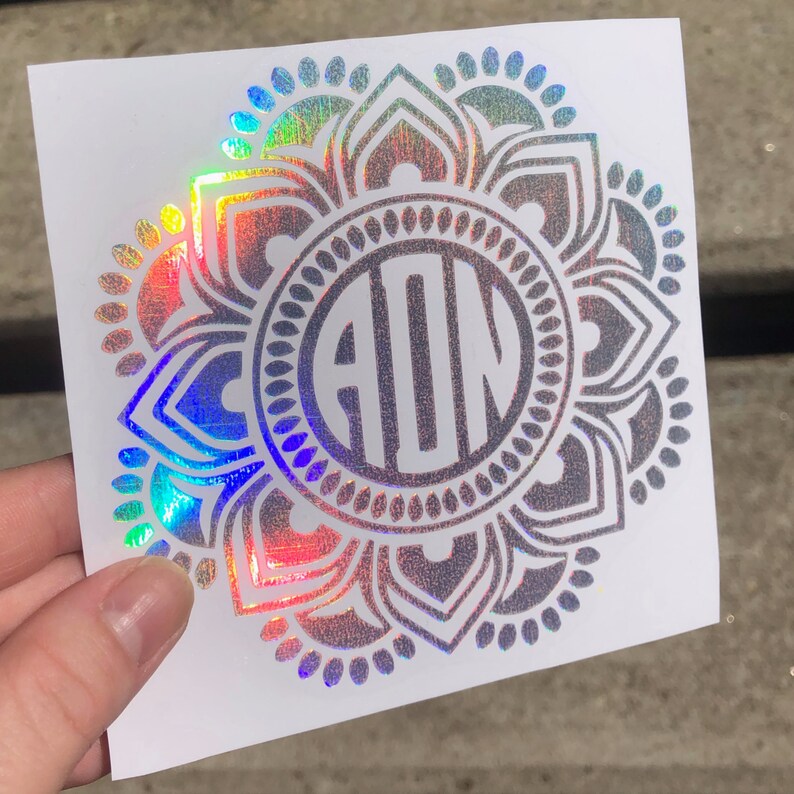 Holographic Mandala Monogram Decal Mandala Sticker Laptop - Etsy