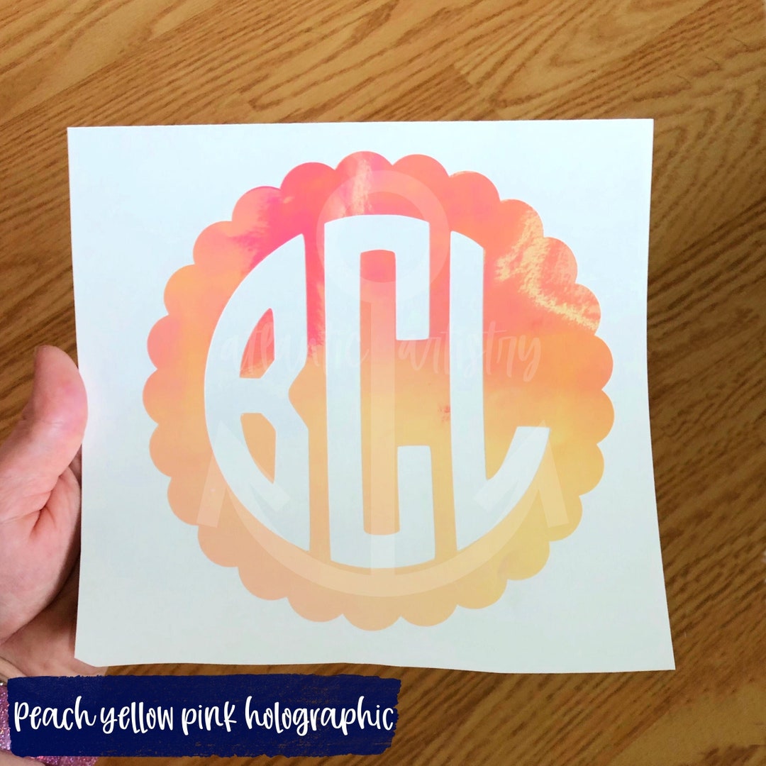 Scallop Monogram Decal, Holographic Monogram Decal, Scallop Monogram ...