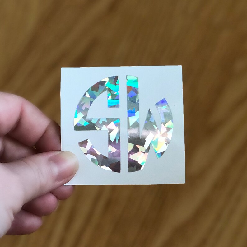 Holographic Monogram Decal Two Letter Monogram Iridescent - Etsy