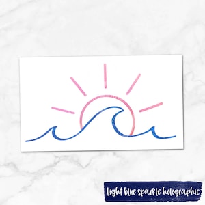 Ocean Wave and Sun Decal, Holographic Sunset Beach Decal, Beach Car ...