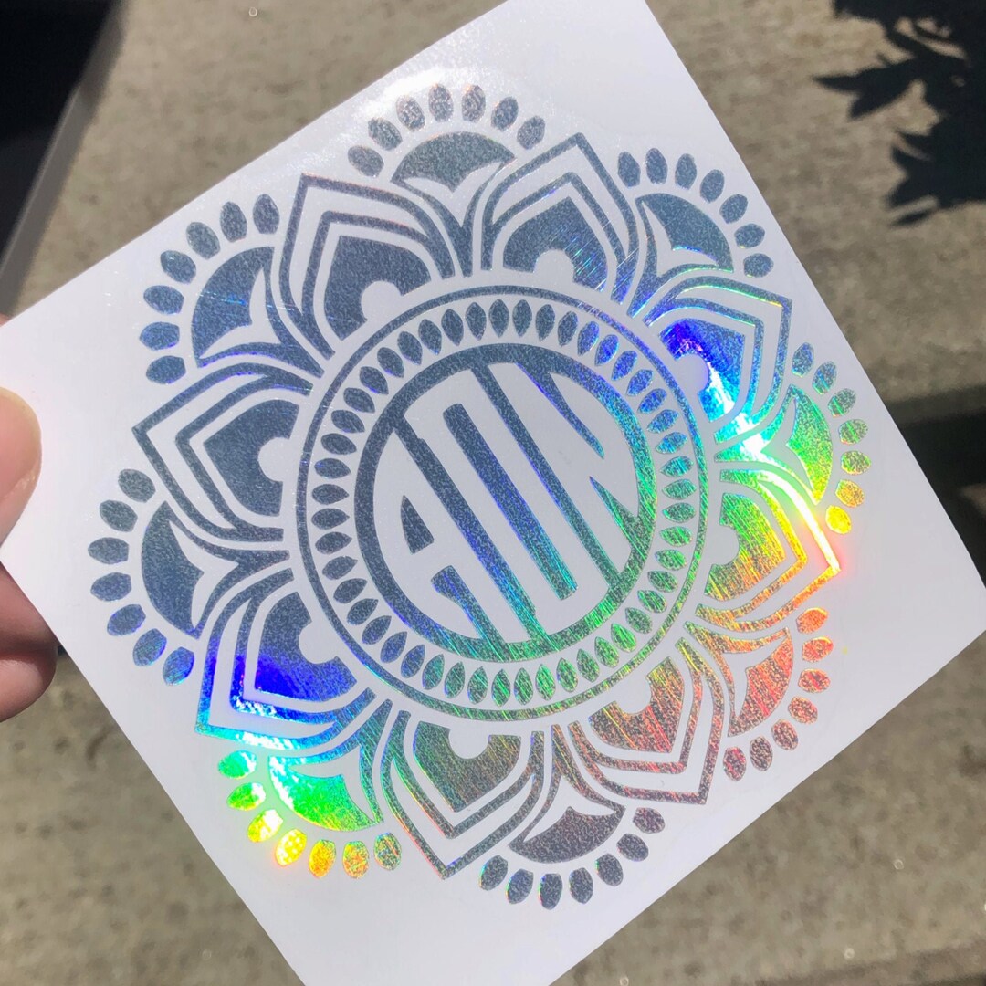 Holographic Mandala Monogram Decal Mandala Sticker Laptop - Etsy