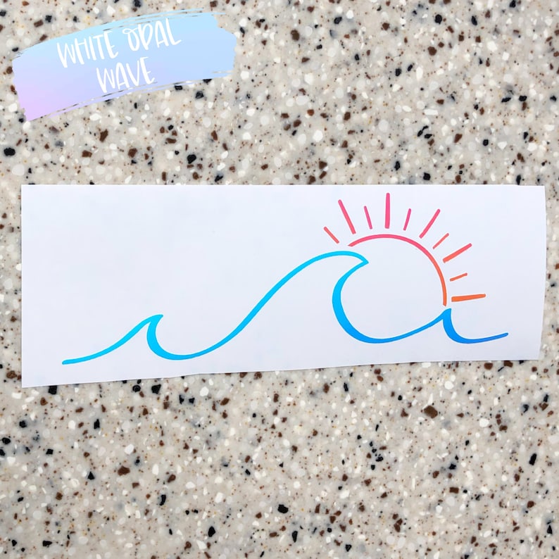 Ocean wave and sun decal sticker opal wave with sun | Etsy