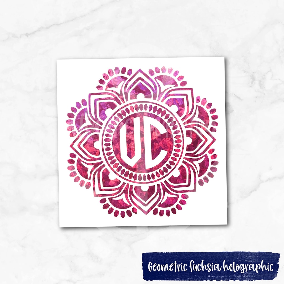 Holographic Mandala Monogram Decal, Mandala Sticker, Laptop Sticker ...