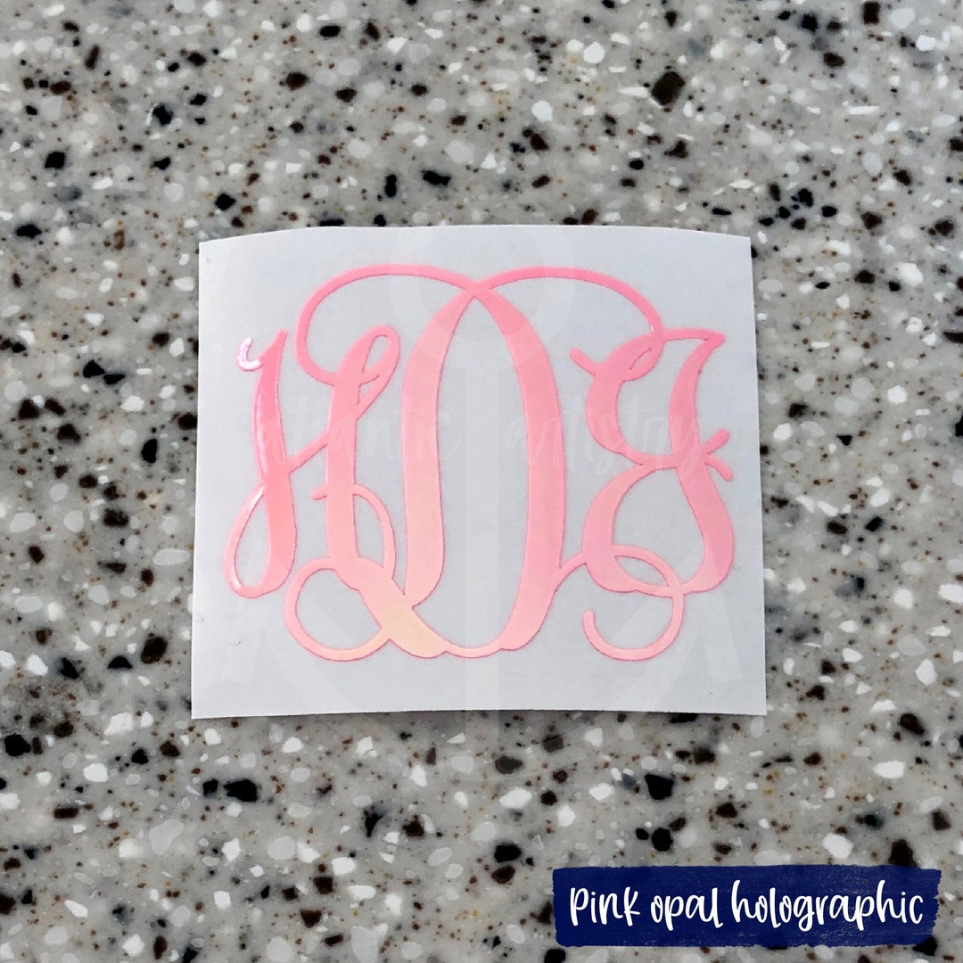 Monogram Decal, Holographic Monogram Car Decal Sticker, Fancy Script ...