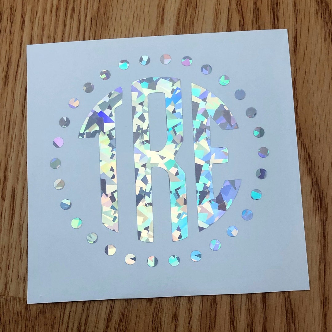 Holographic Monogram Decal Monogram Car Sticker Hydroflask - Etsy