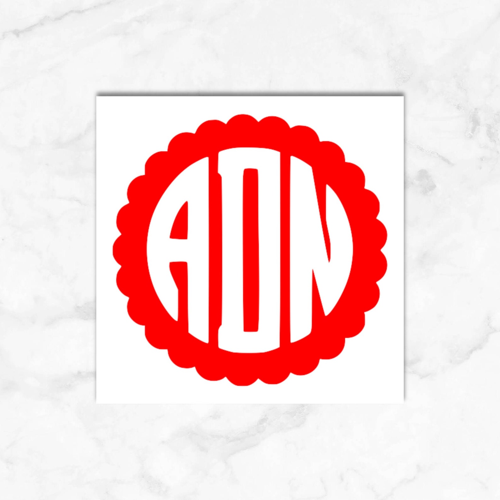 Scallop Monogram Decal Monogram Sticker Decal for Tumbler - Etsy