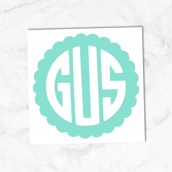 Scallop Monogram Decal Monogram Sticker Decal for Tumbler | Etsy