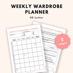 Weekly Wardrobe Planner Printable, Weekly Planner, Instant Download, US ...