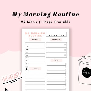 Morning Routine Printable, Daily Planner, Morning Planner, Instant ...