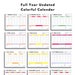 Undated Yearly Calendar | US Letter Size Printable Calendar | 12 Month ...