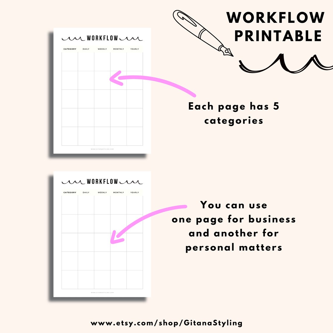 Workflow Printable | US Letter | PDF | Instant Download | Business ...