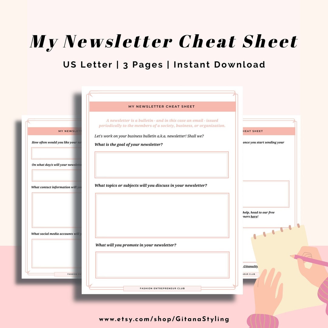 My Newsletter Cheat Sheet | Email Newsletter Worksheet | Newsletter ...
