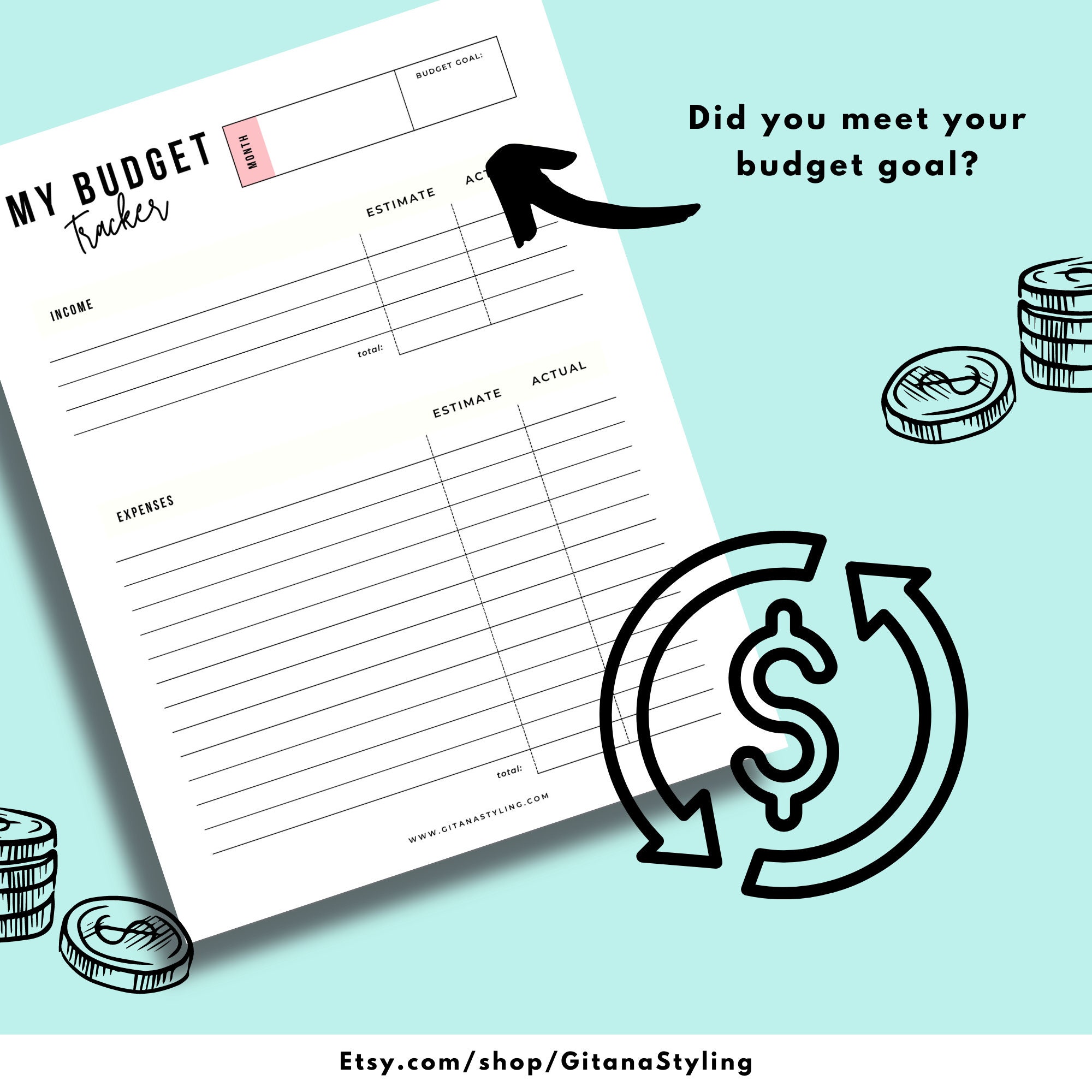 My Budget Tracker Printable Business Finance Template Budget Sheet ...