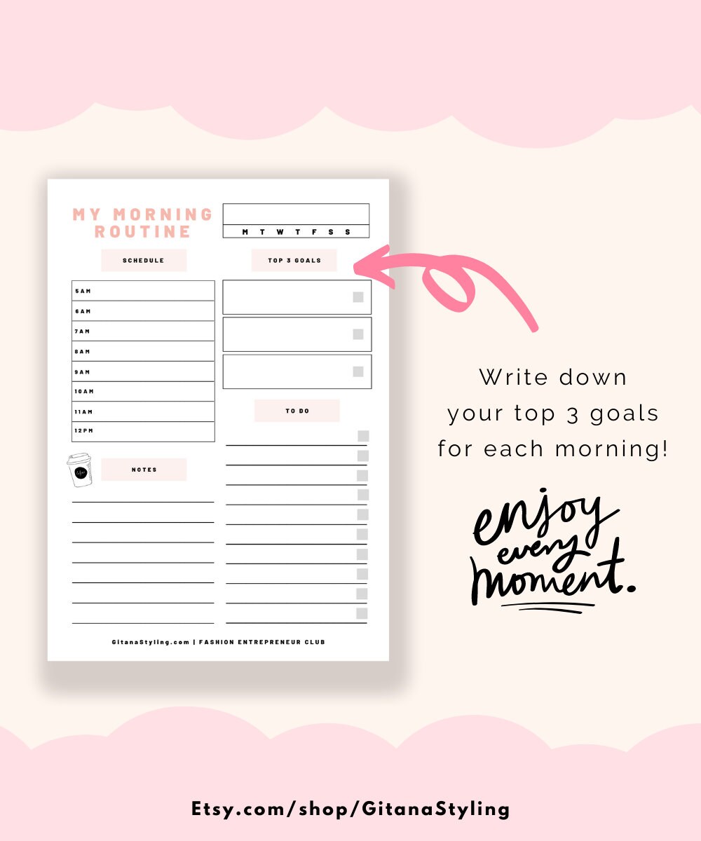 Morning Routine Printable, Daily Planner, Morning Planner, Instant ...