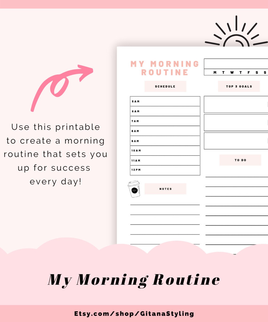 Morning Routine Printable, Daily Planner, Morning Planner, Instant ...