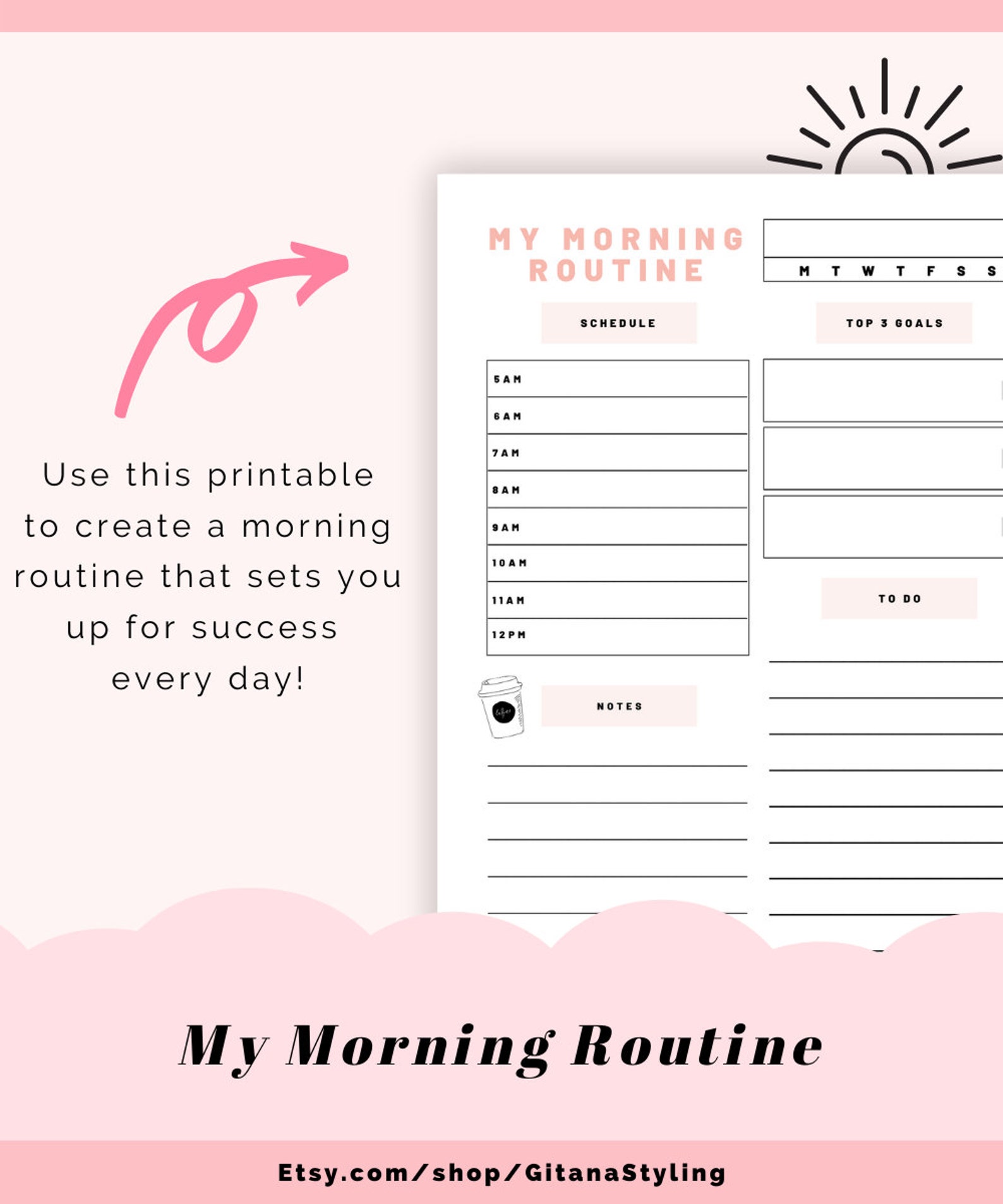 Morning Routine Printable, Daily Planner, Morning Planner, Instant ...