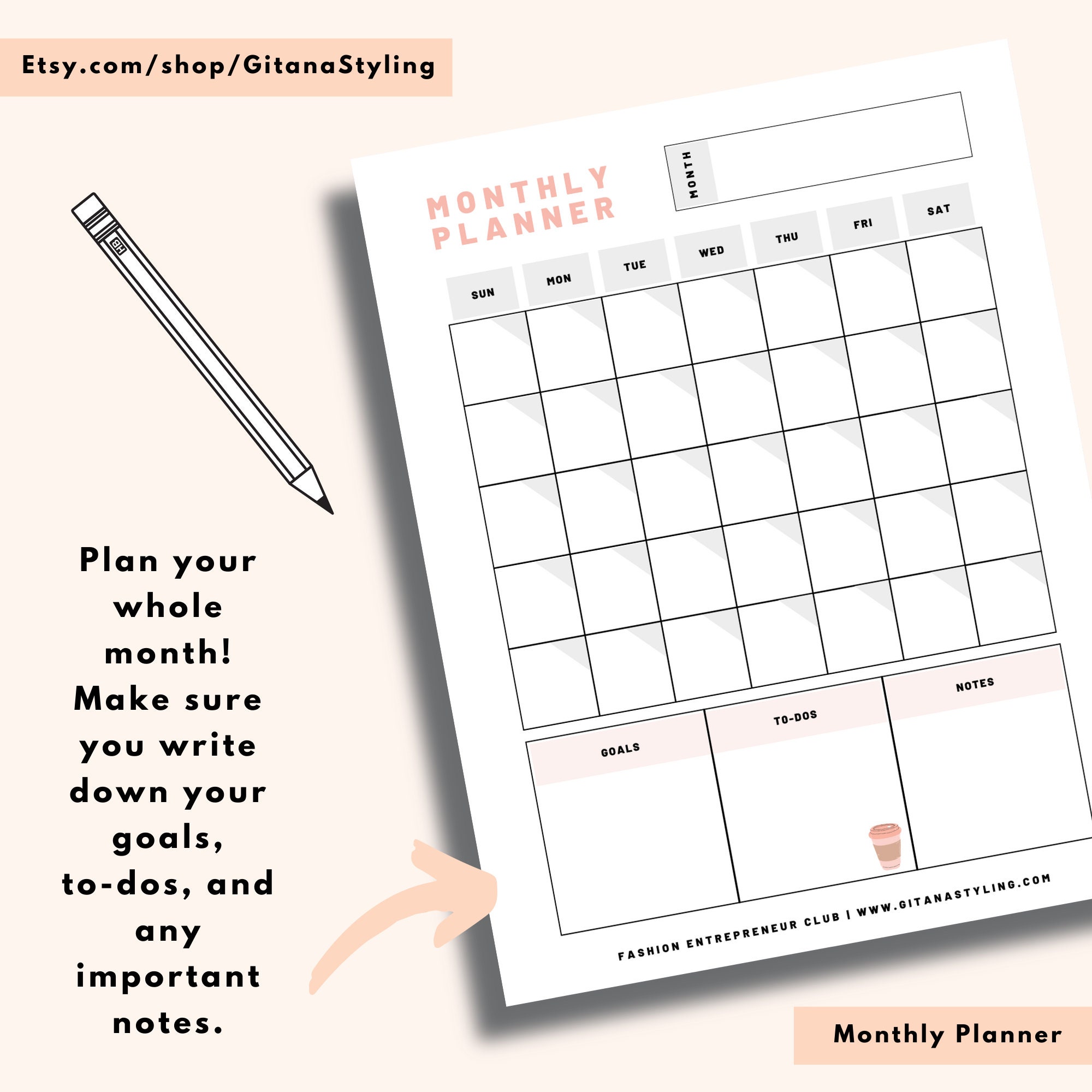 Daily, Weekly and Monthly Printable Planners | 3 Pages | US Letter ...