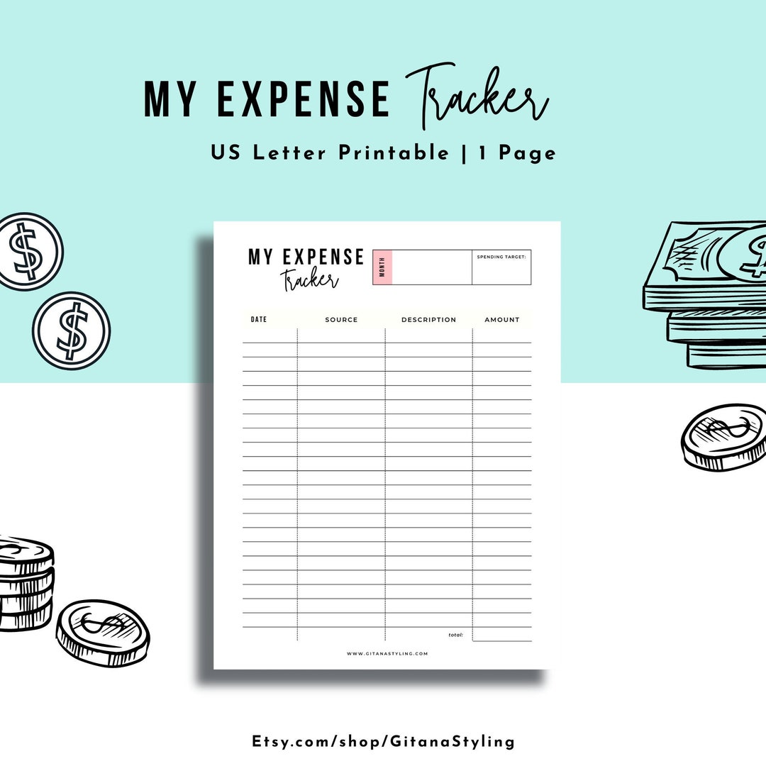 My Expense Tracker Printable | Business Finance Template | Expense Log ...