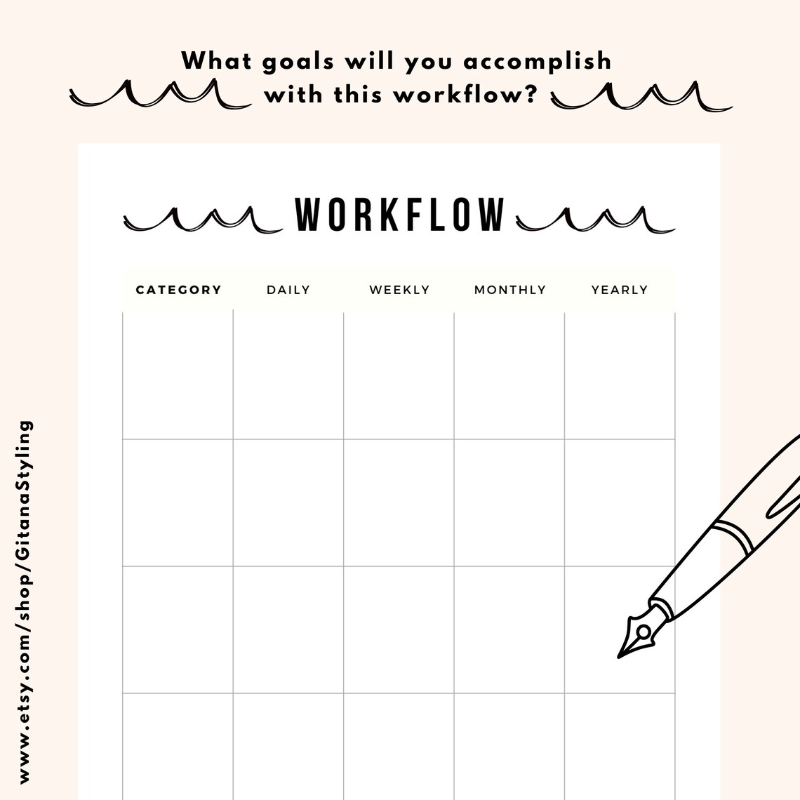 Workflow Printable | US Letter | PDF | Instant Download | Business ...