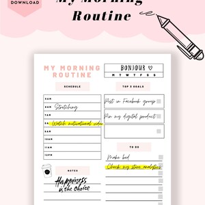 Morning Routine Printable, Daily Planner, Morning Planner, Instant ...