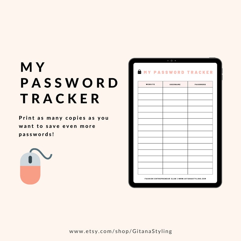 My Password Tracker Printable | US Letter | PDF | Instant Download ...