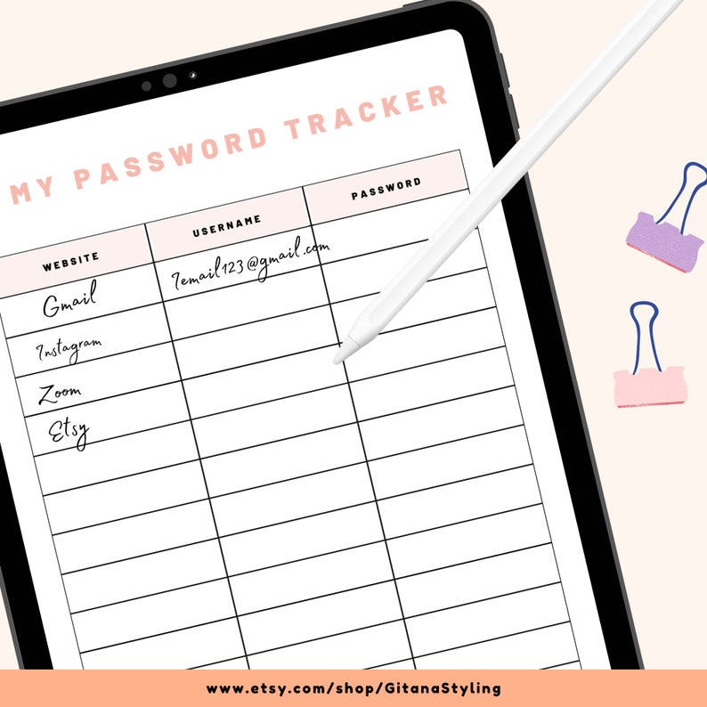 My Password Tracker Printable | US Letter | PDF | Instant Download ...