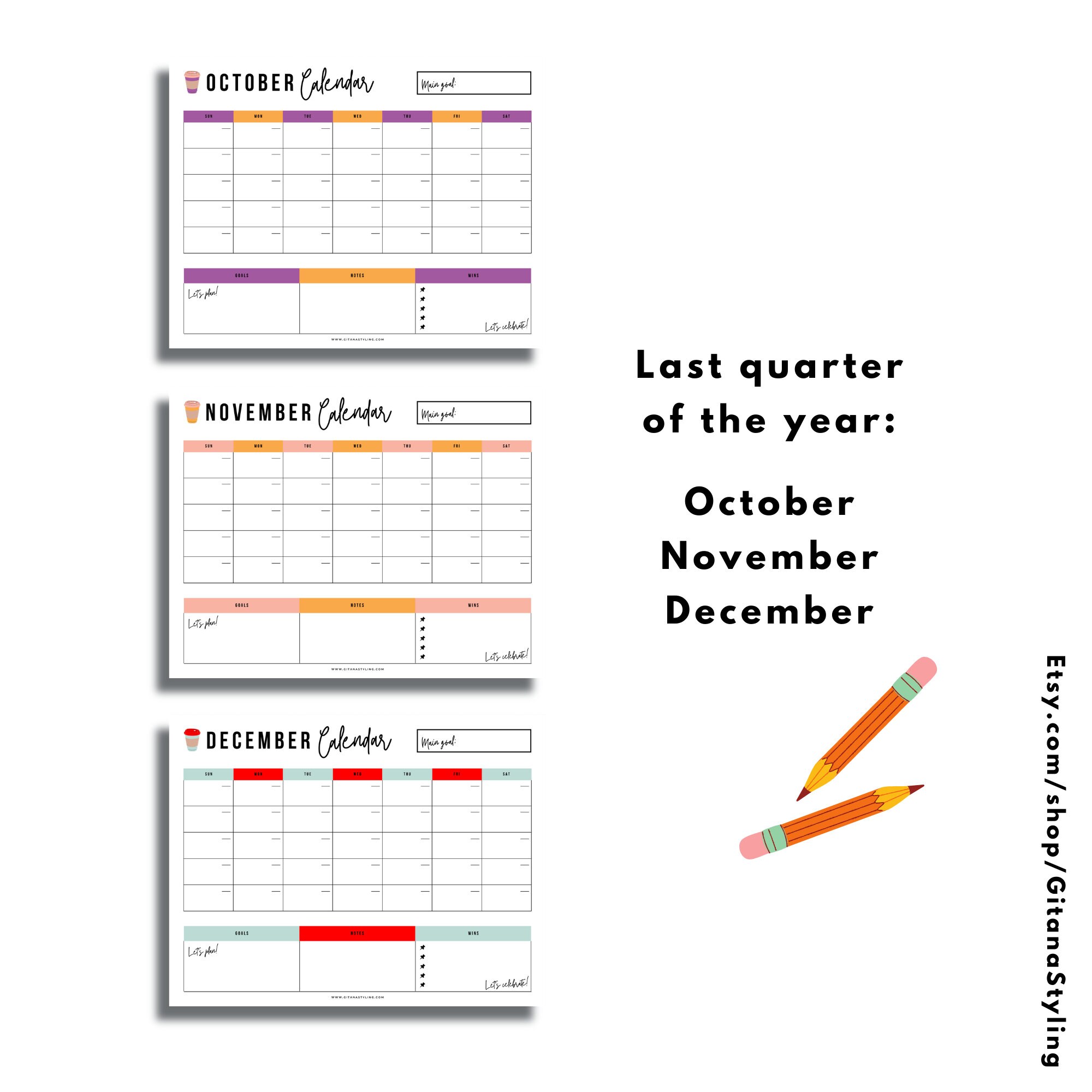 Undated Yearly Calendar US Letter Size Printable Calendar - Etsy