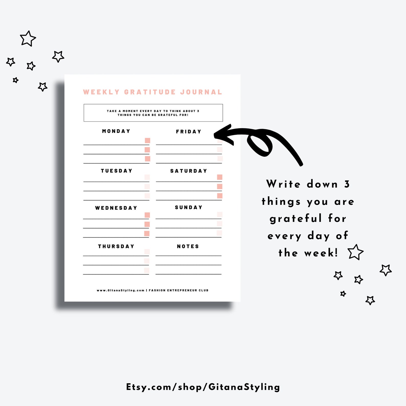 Weekly Gratitude Journal, Gratitude Journal Printable, Weekly Planner ...