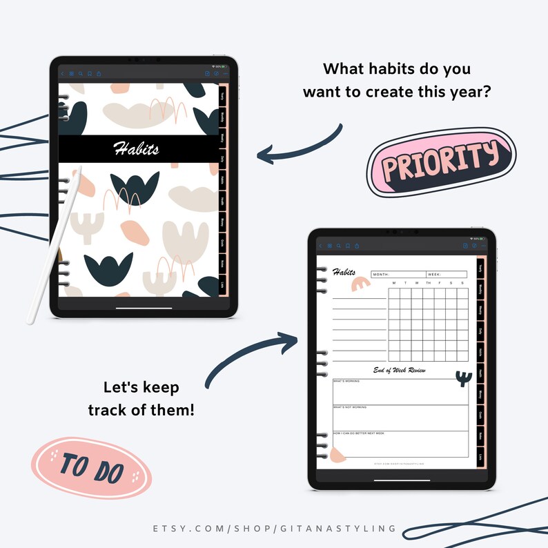 My Cute Abstract Digital Planner Pink Digital Planner for iPad Digital ...