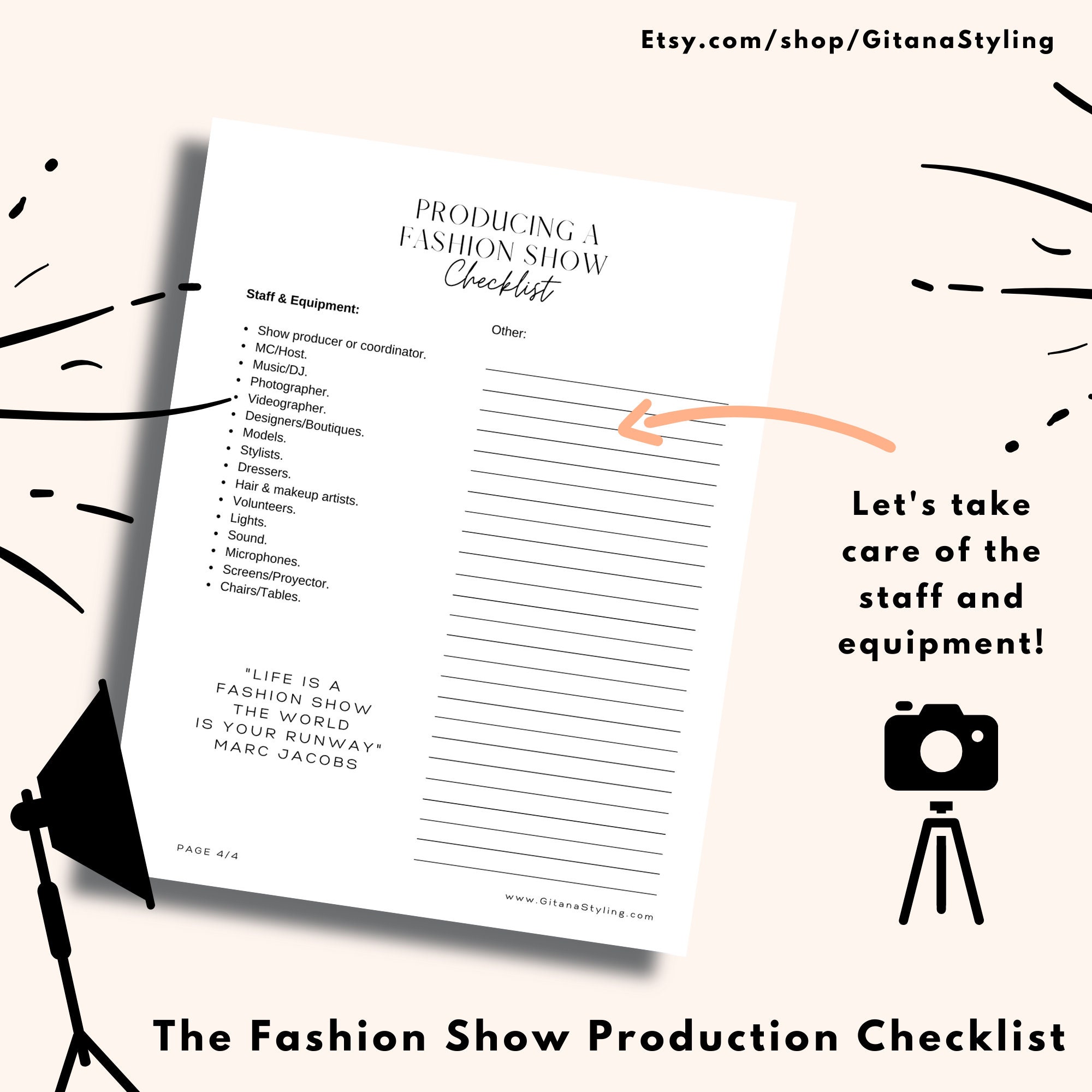 Fashion Show Production Checklist | Event Planner (printable PDF) - Etsy