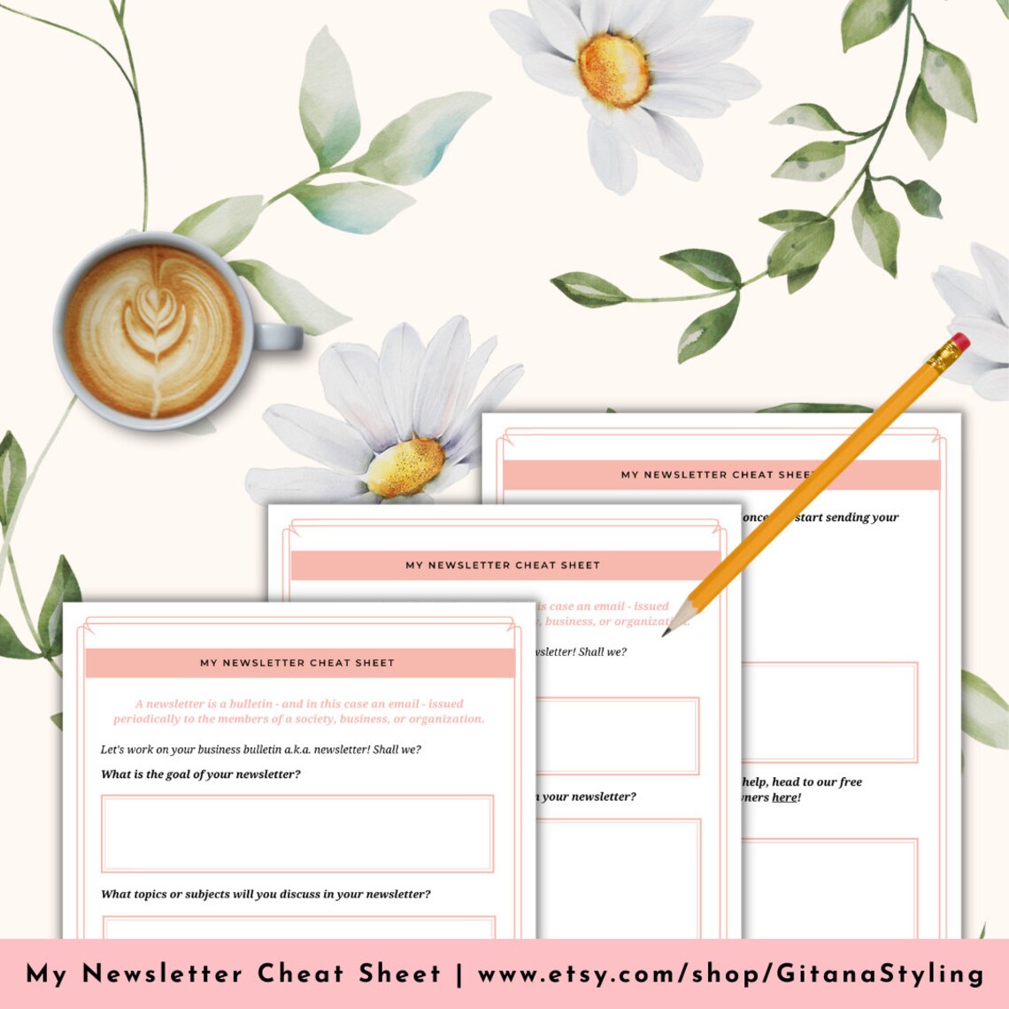 My Newsletter Cheat Sheet Email Newsletter Worksheet - Etsy