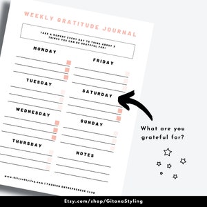 Weekly Gratitude Journal Gratitude Journal Printable Weekly - Etsy