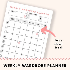 Weekly Wardrobe Planner Printable, Weekly Planner, Instant Download, US ...