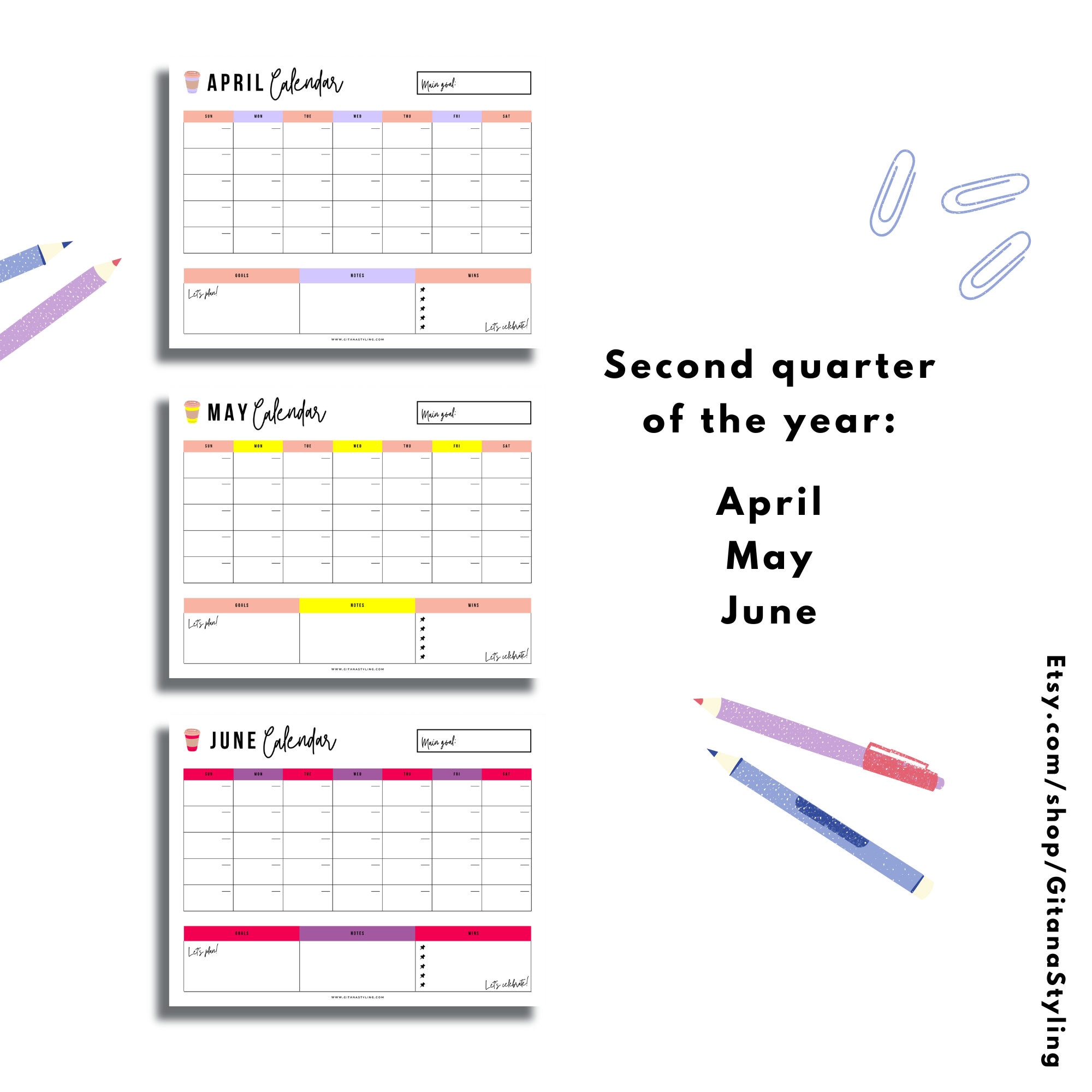 Undated Yearly Calendar US Letter Size Printable Calendar - Etsy