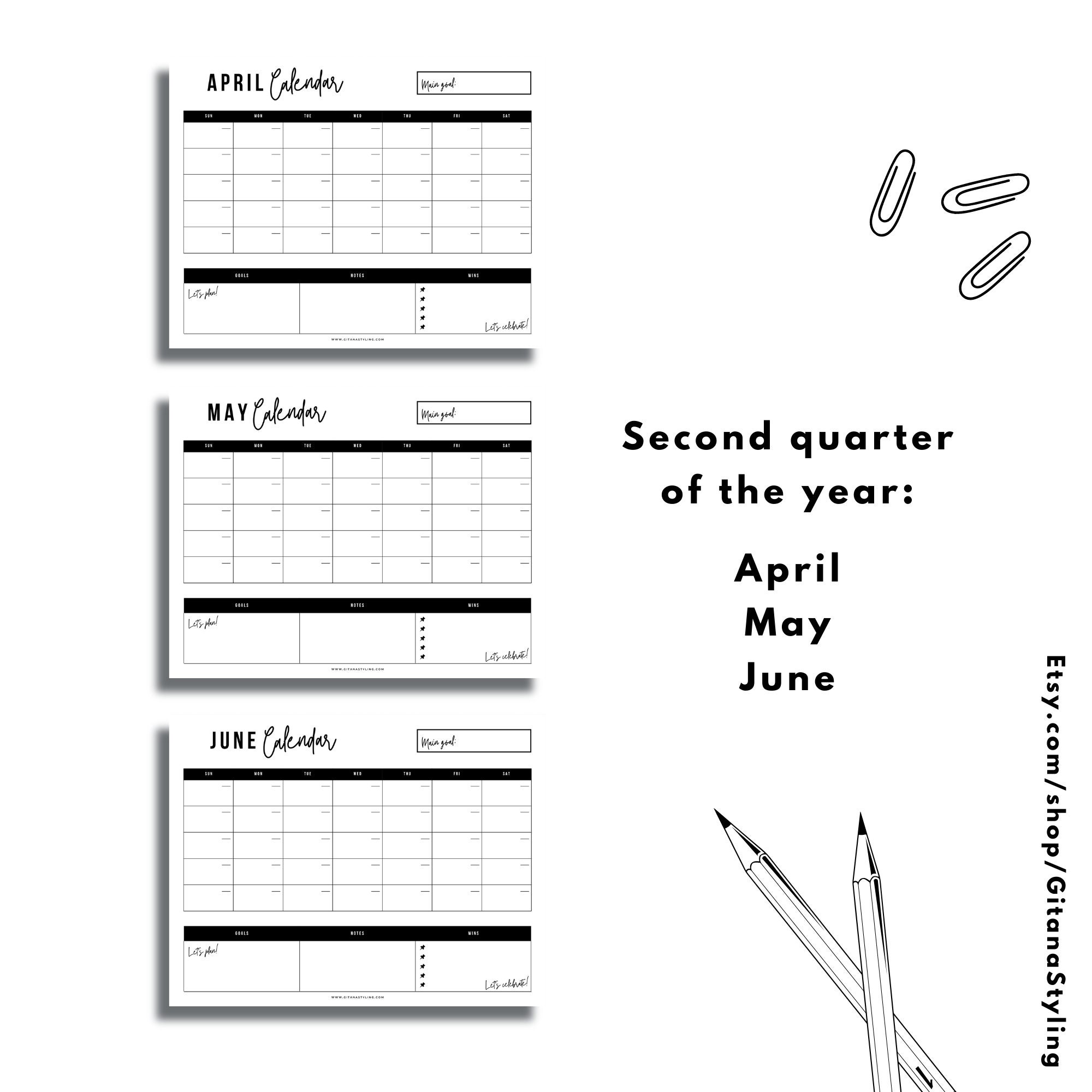 Minimalist Yearly Blank Calendar Modern Printable Calendar - Etsy