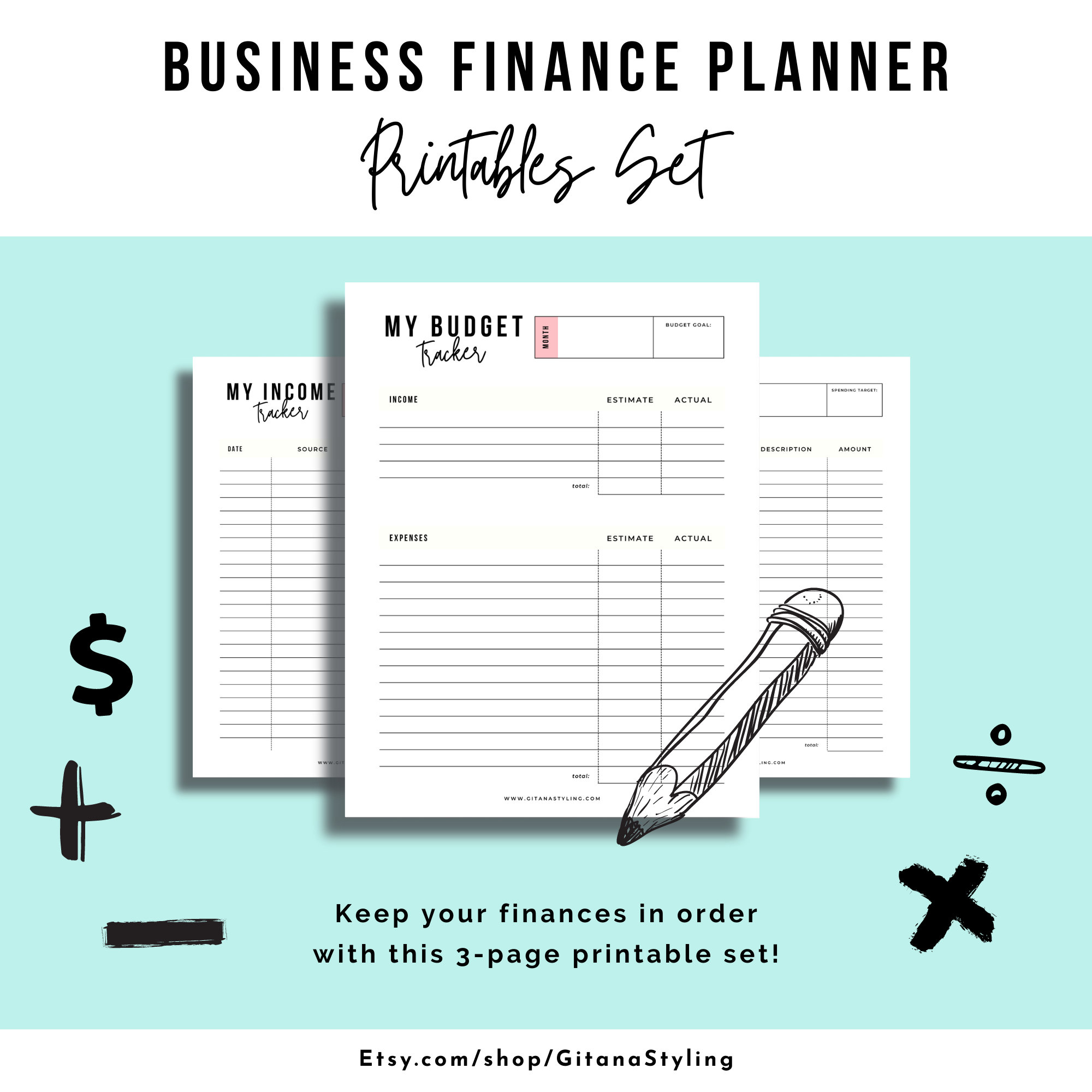 Business Finance Planner Printables Set | Business Finance Templates ...
