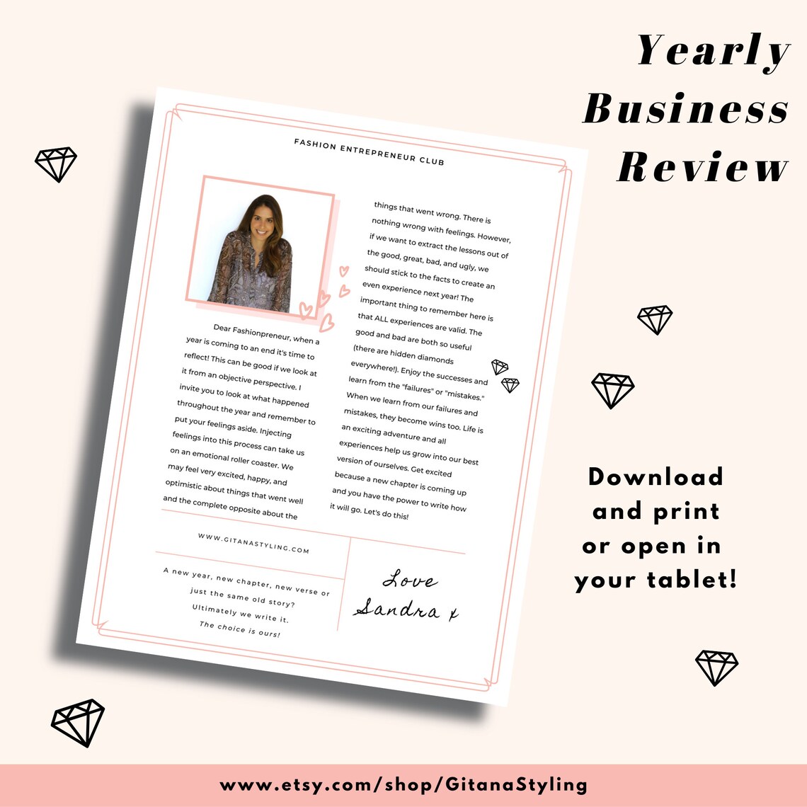Yearly Business Review Workbook | Printable Business Planner (US Letter ...