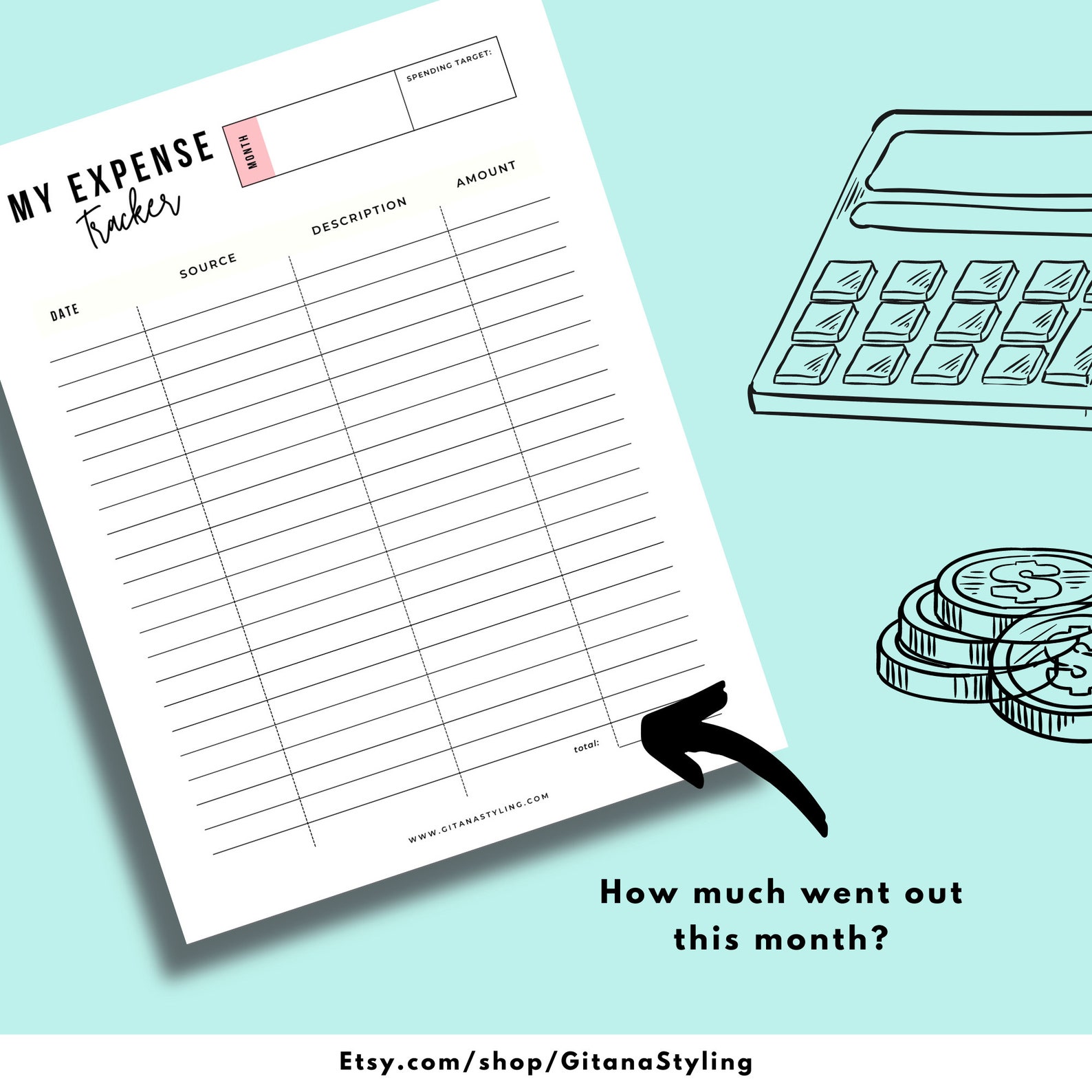 My Expense Tracker Printable | Business Finance Template | Expense Log ...