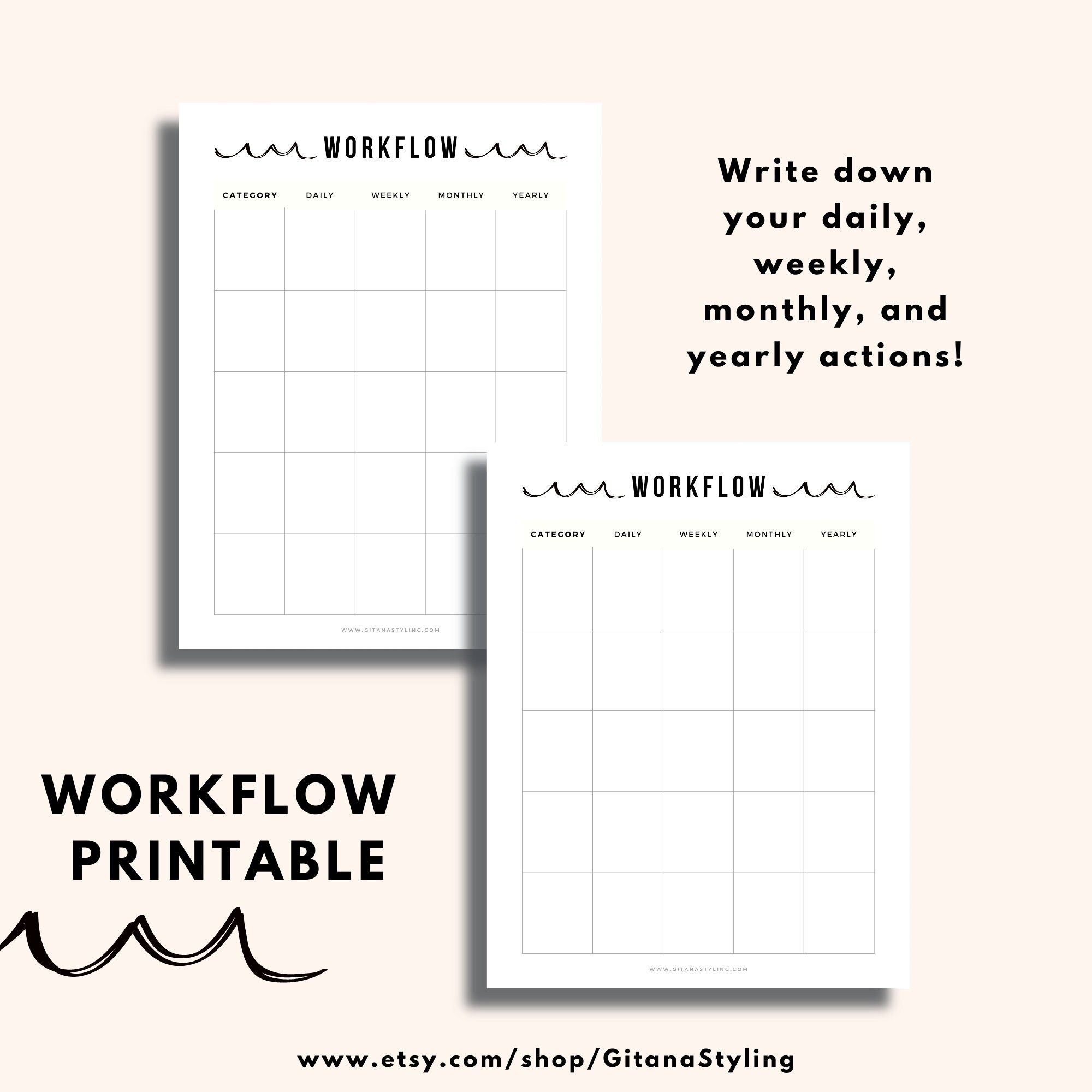 Workflow Printable | US Letter | PDF | Instant Download | Business ...