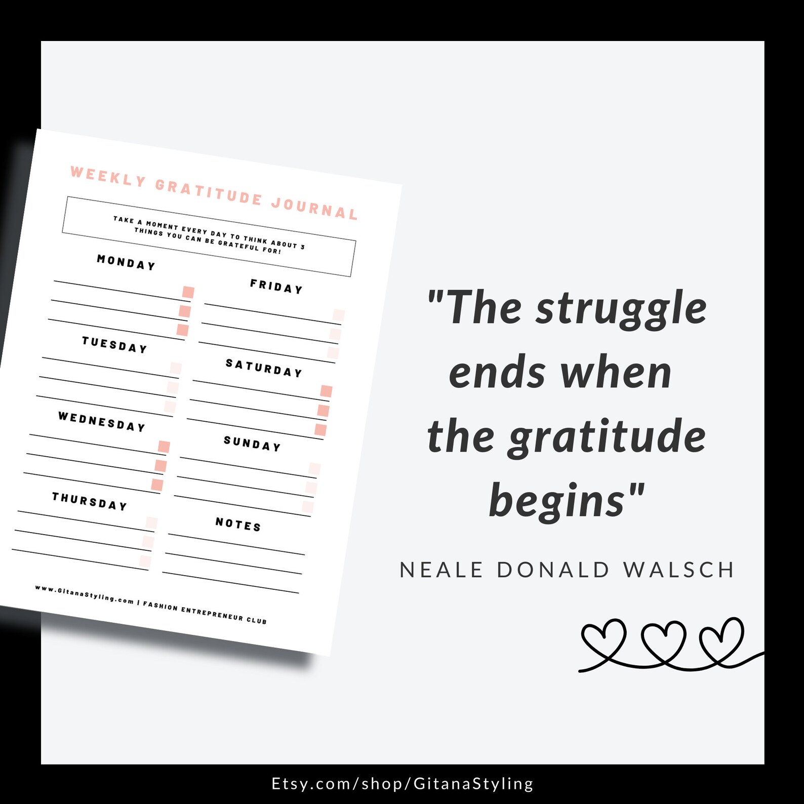 Weekly Gratitude Journal, Gratitude Journal Printable, Weekly Planner ...