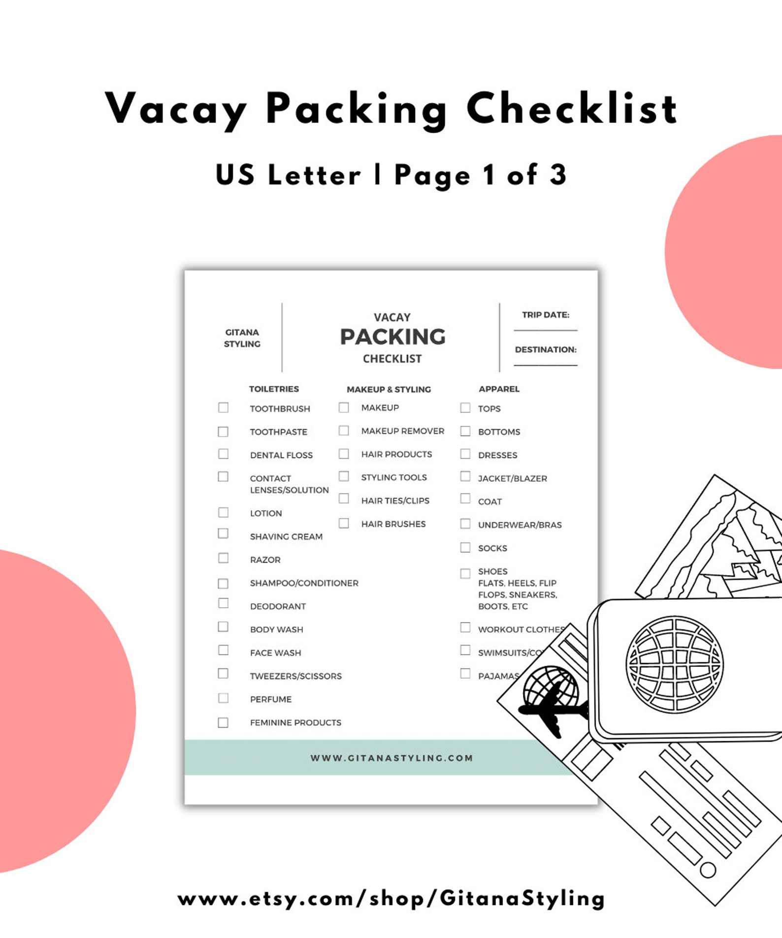 Vacay Packing Checklist | Vacation Planner Printable | Checklist ...